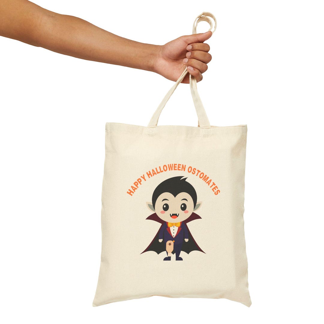 Cute Halloween Vampire Ostomy Awareness Tote Bag, Trick or Treat Bag ...