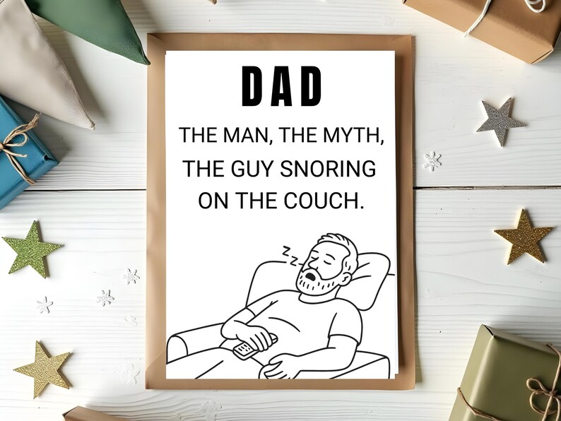 Funny Father's Day Card: Dad the Snorer (instant Download) - Etsy