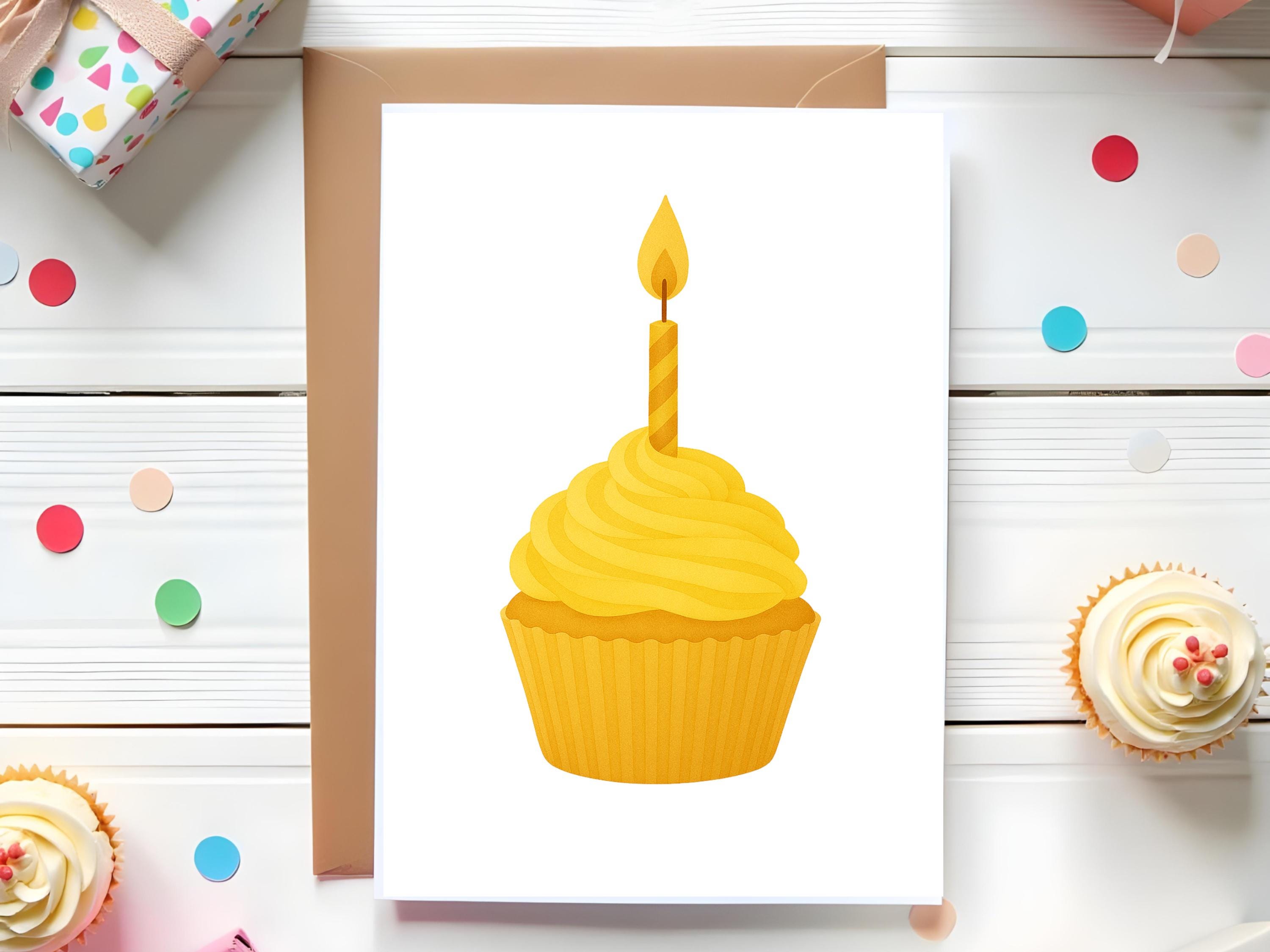 Printable Cupcake Birthday Card: Blank Inside (digital Download, PDF ...