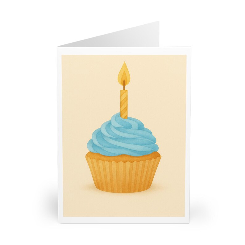 Printable Cupcake Birthday Card: Blank Inside (digital Download, PDF ...