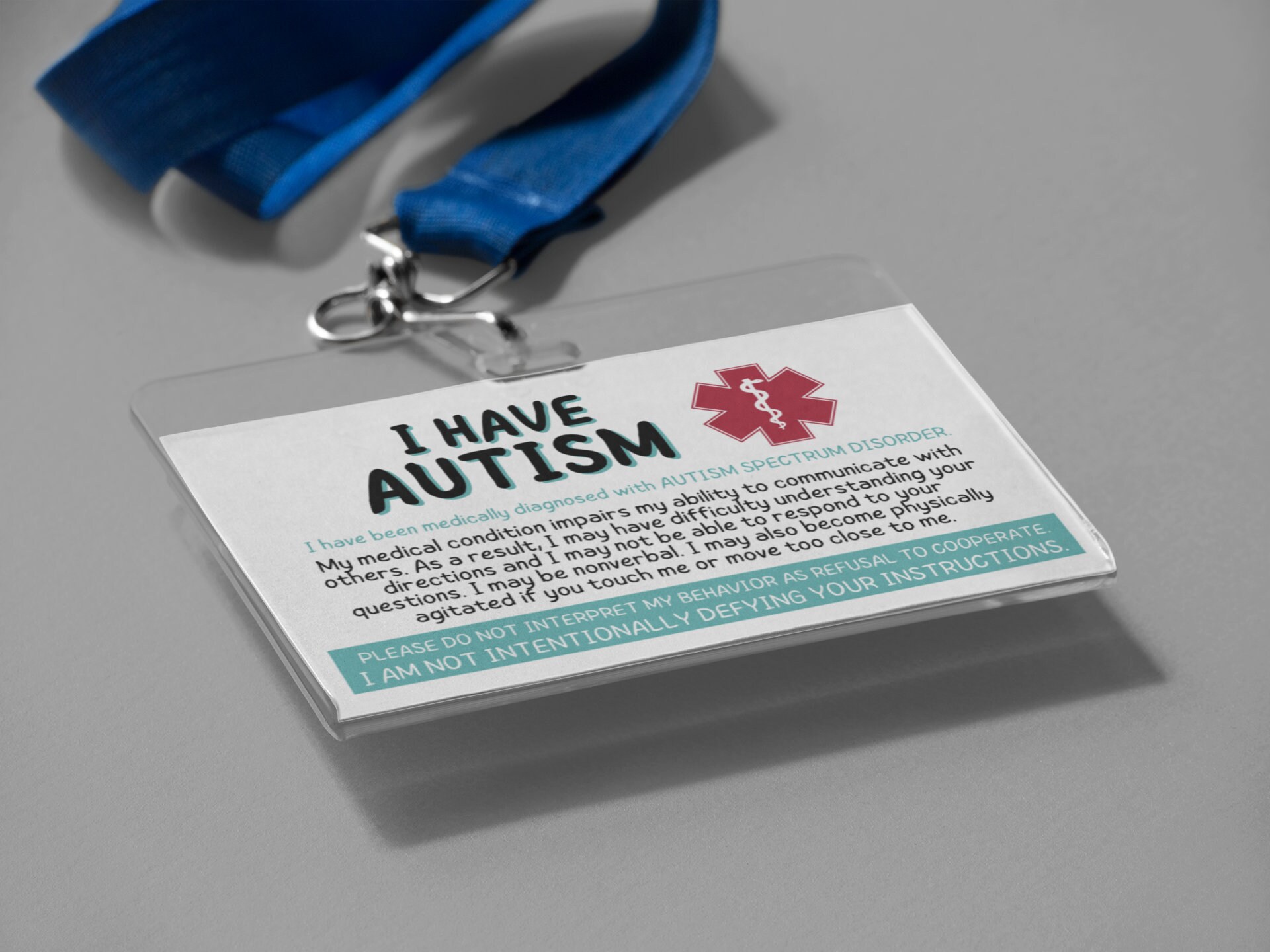 Autism Card Autism ID Card Autism Medical Card Autistic - Etsy