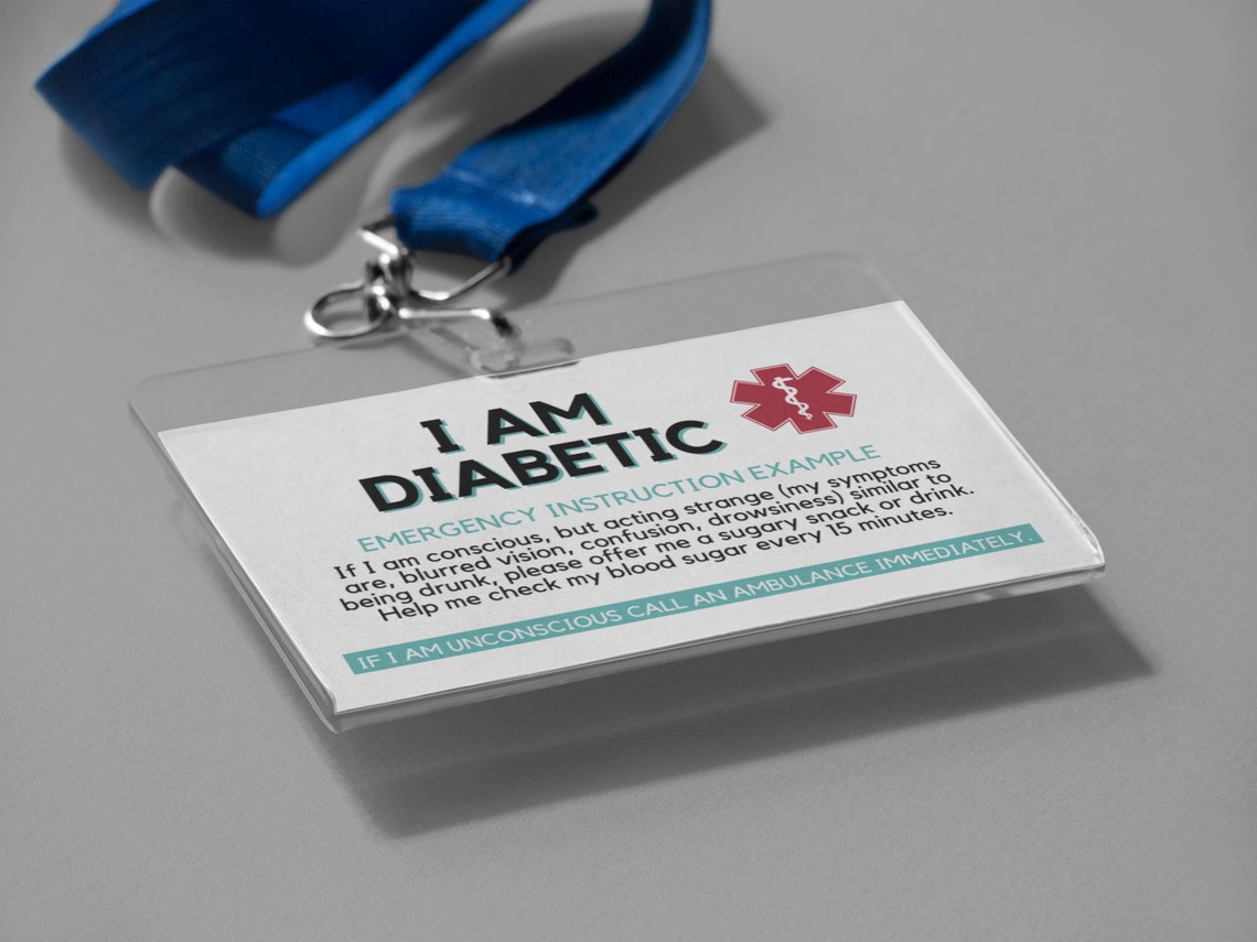 Medical ID Card Diabetic Wallet Card Medical ID Card - Etsy