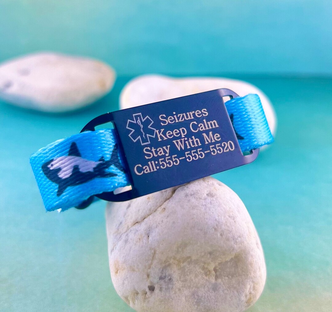 Kids Medical Alert Bracelet, Shark Print Medical ID Bracelet ...