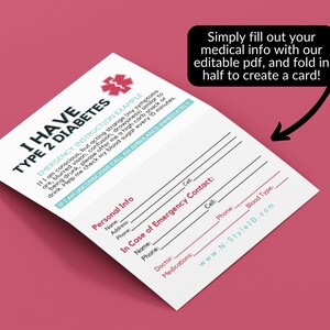 Type 2 Diabetic Card, Diabetes Card, Medical ID Card, Diabetic Wallet ...