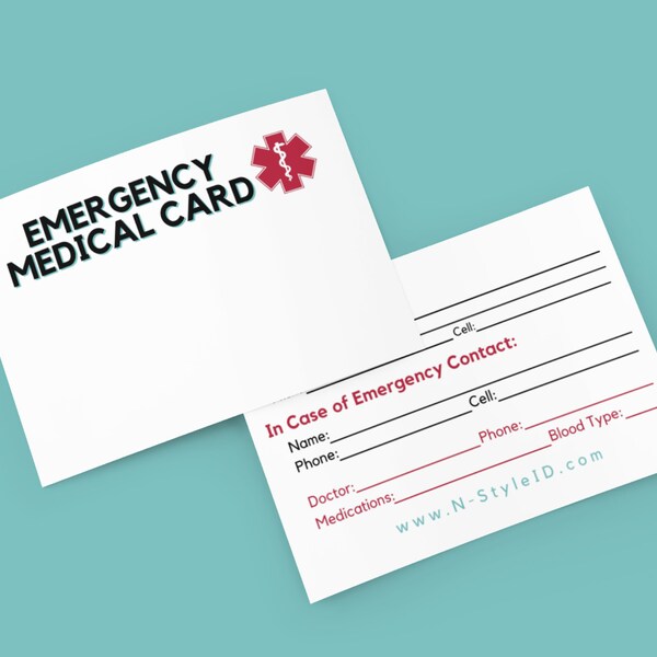Emergency Contact Card Printable - Etsy