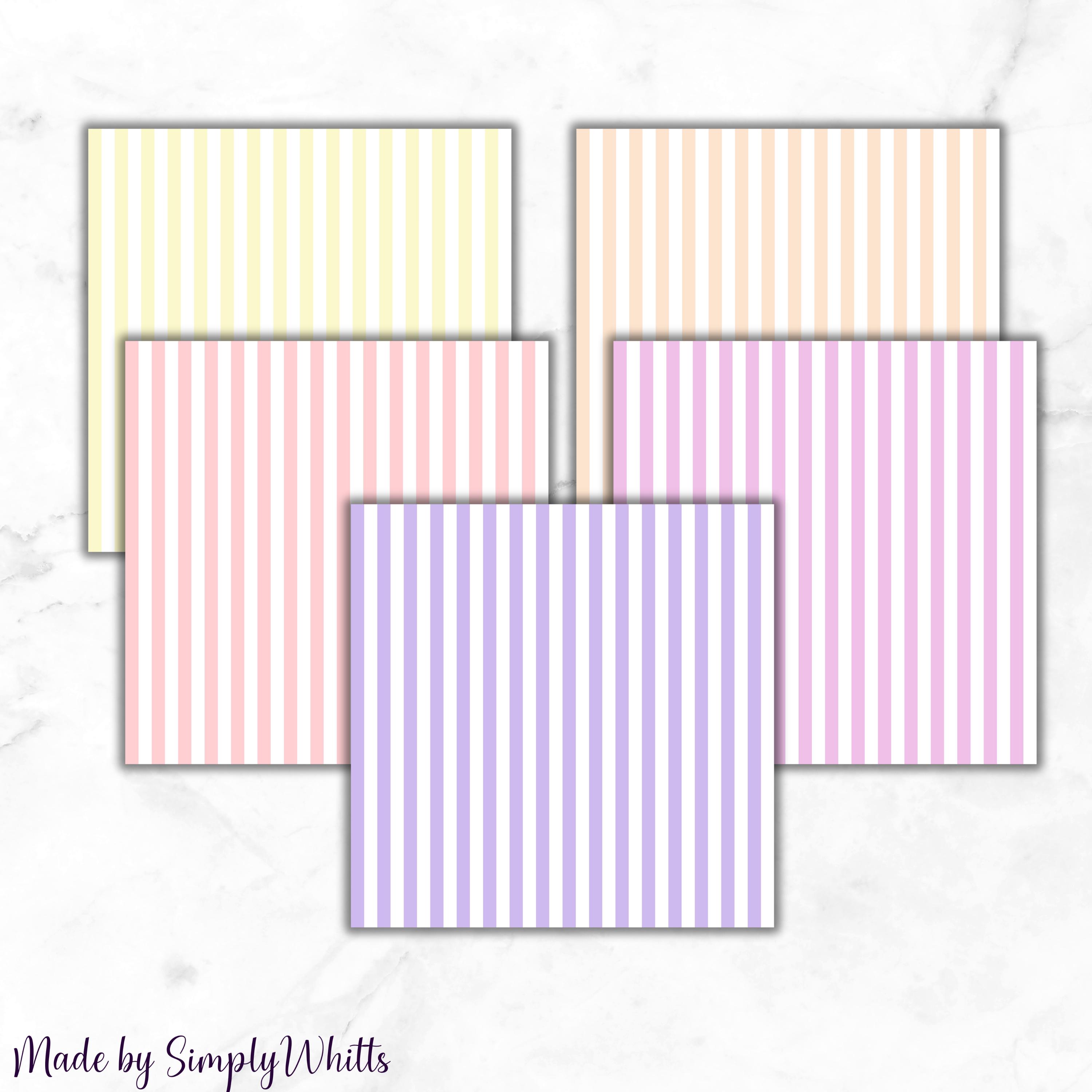 Pastel Striped Digital Paper: Seamless Scrapbook Backgrounds (20 JPG ...