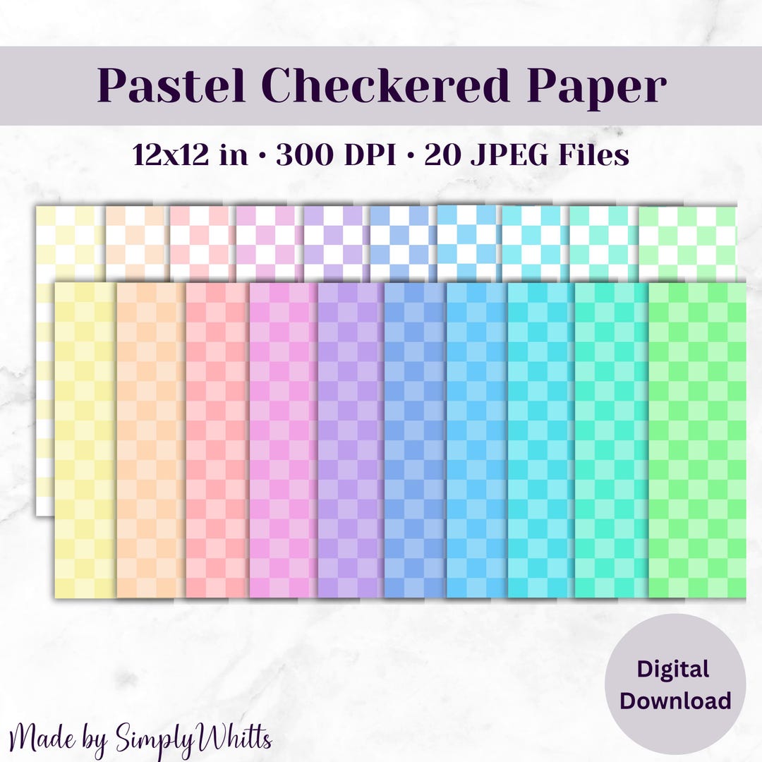 Pastel Checkered Digital Paper: Seamless Scrapbook Patterns (personal ...