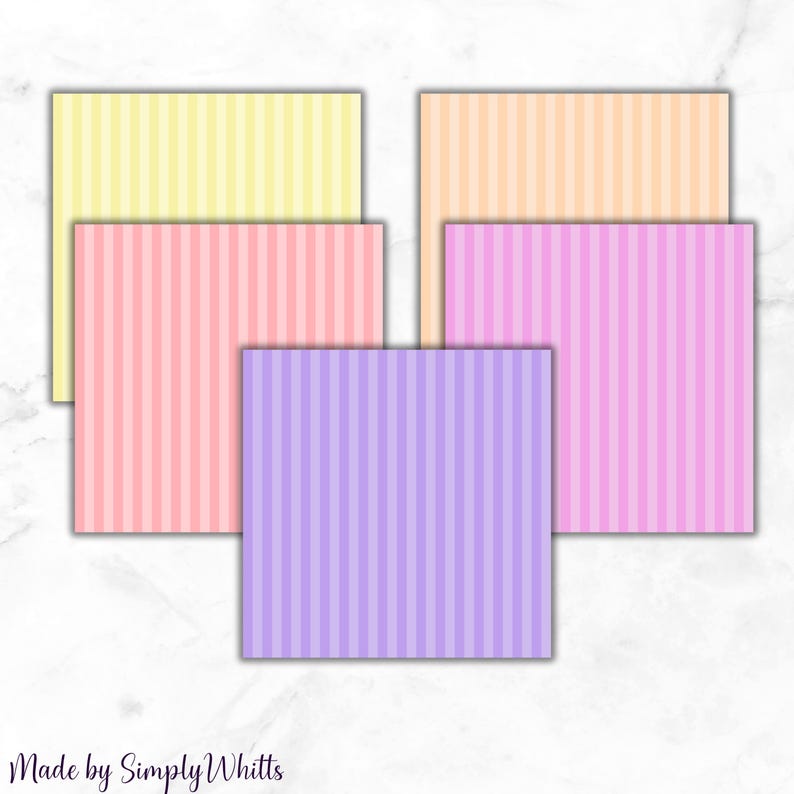 Pastel Striped Digital Paper: Seamless Scrapbook Backgrounds (20 JPG ...