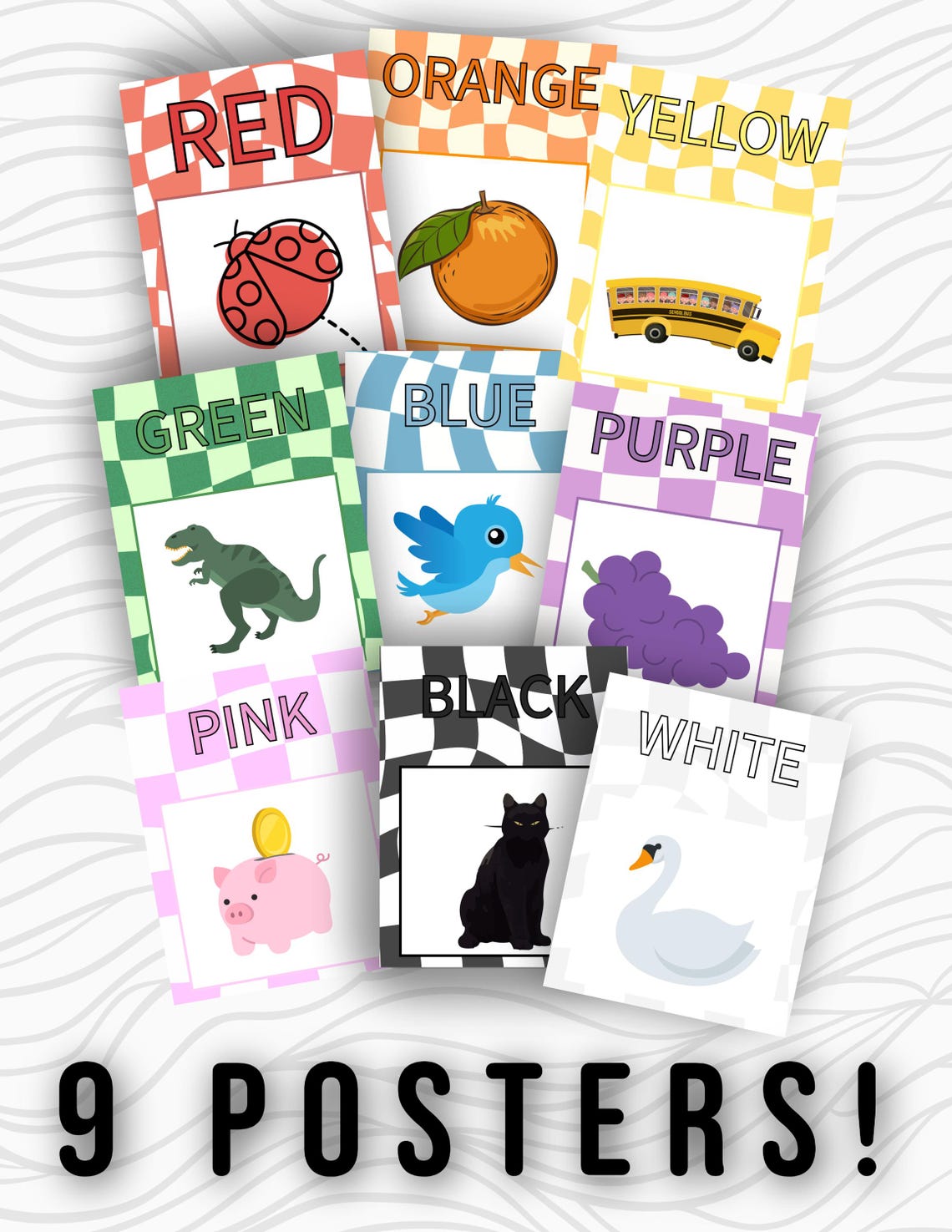 Checker Print Color Posters for Classroom - Etsy