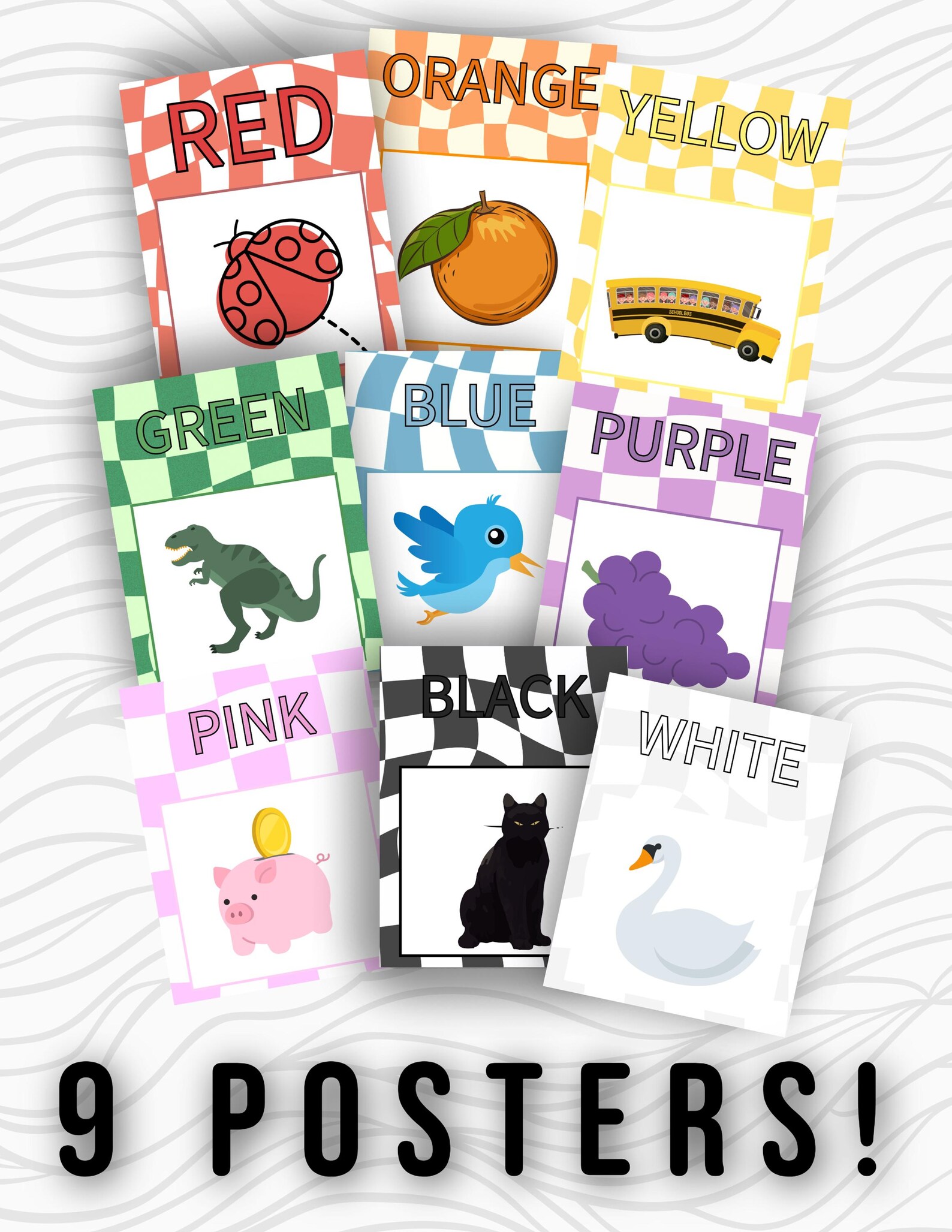 Checker Print Color Posters for Classroom - Etsy