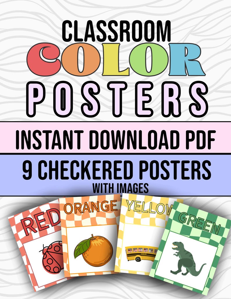 Checker Print Color Posters for Classroom - Etsy