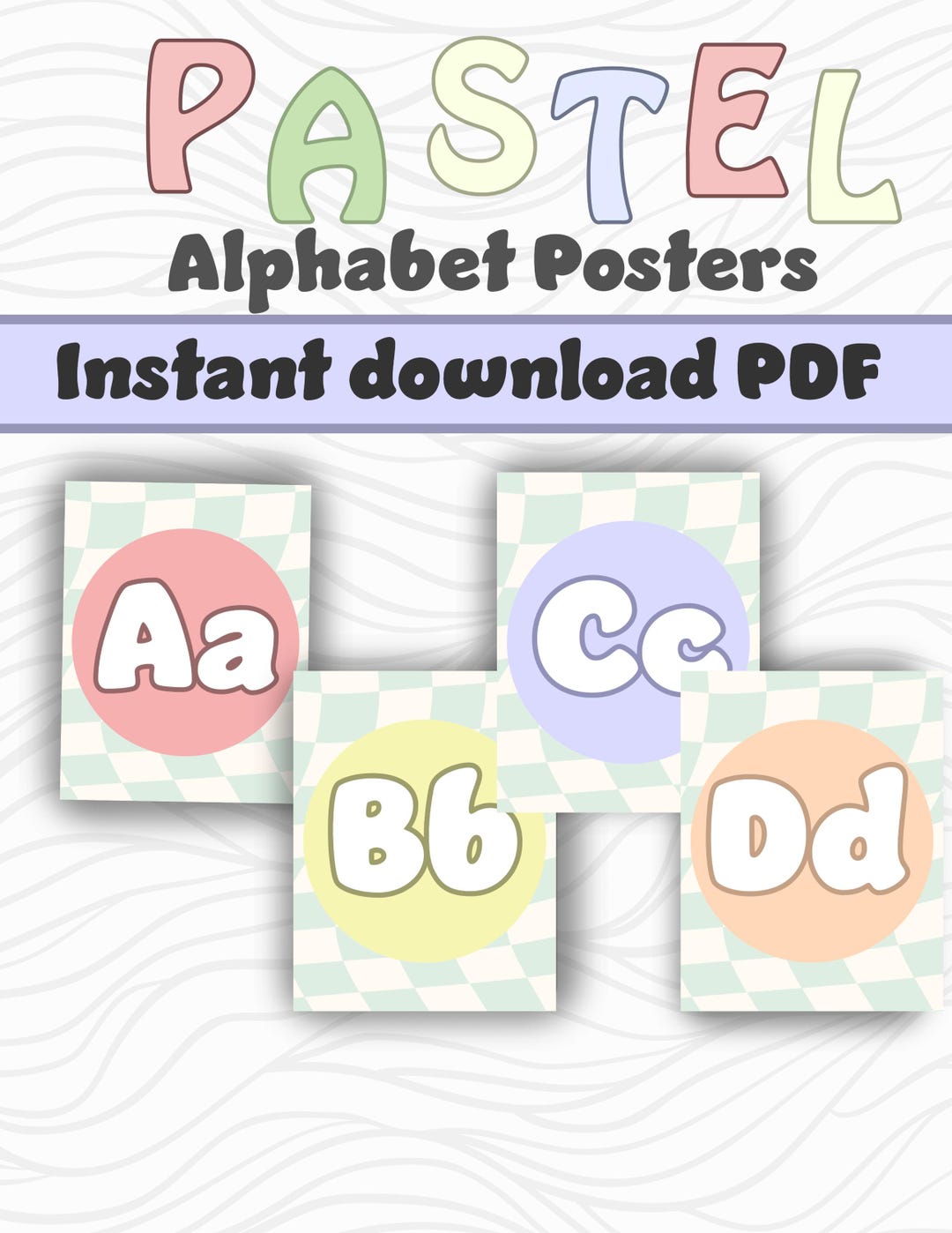Checkered Pastel Alphabet Posters - Etsy