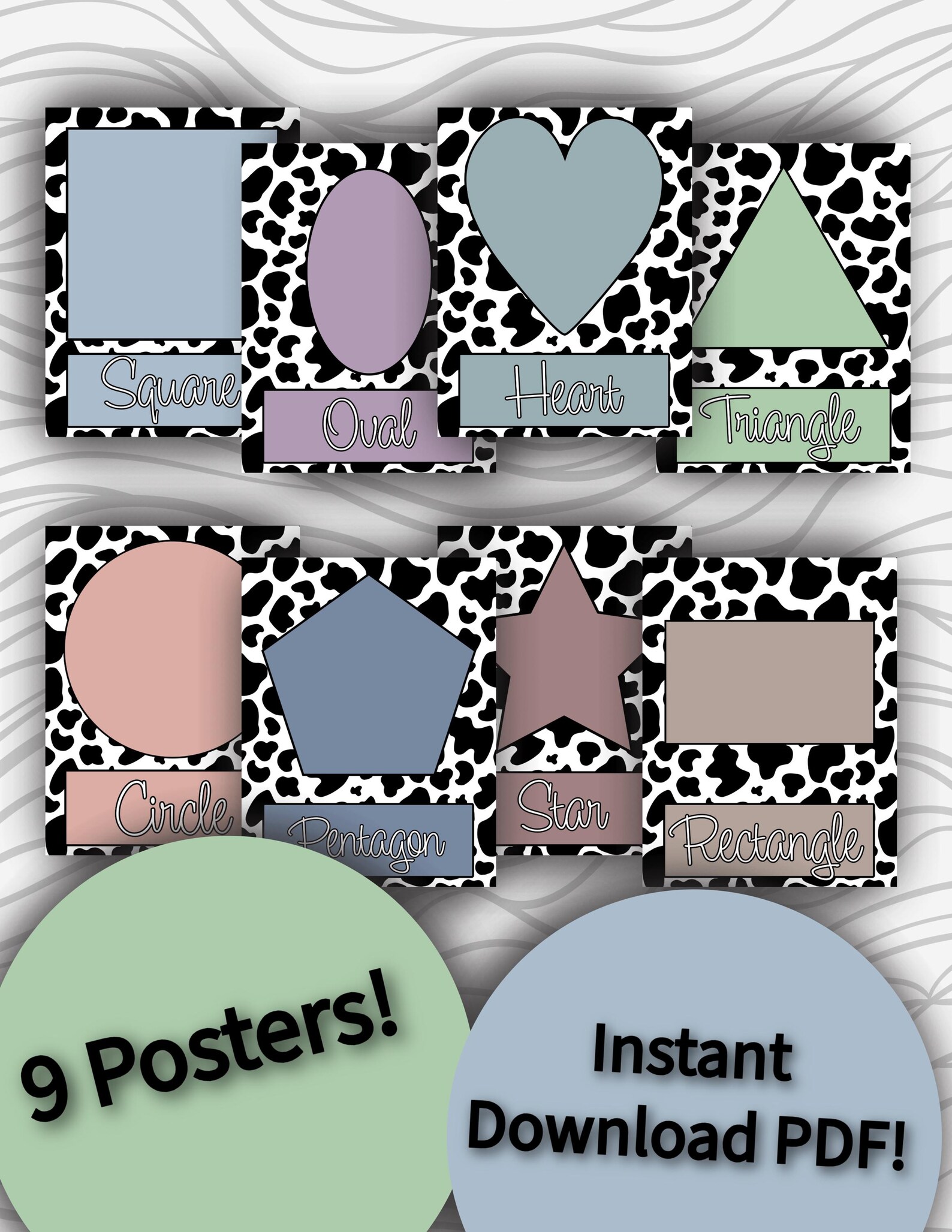 Cow Print 2D Shapes Posters, Educational Visuals Cow Print Posters ...