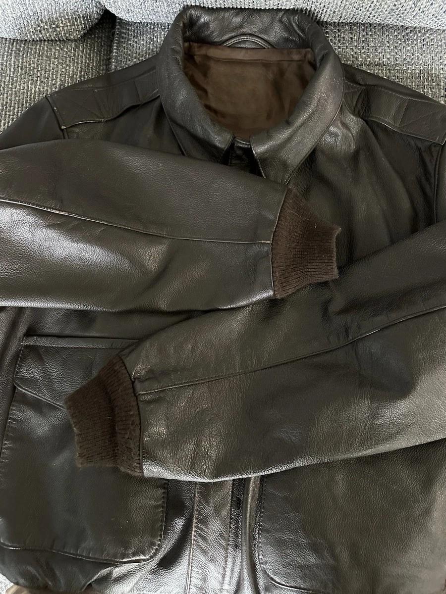 Men's Brown A-2 Aviator Genuine Goatskin Leather Jacket - Flight, Pilot ...