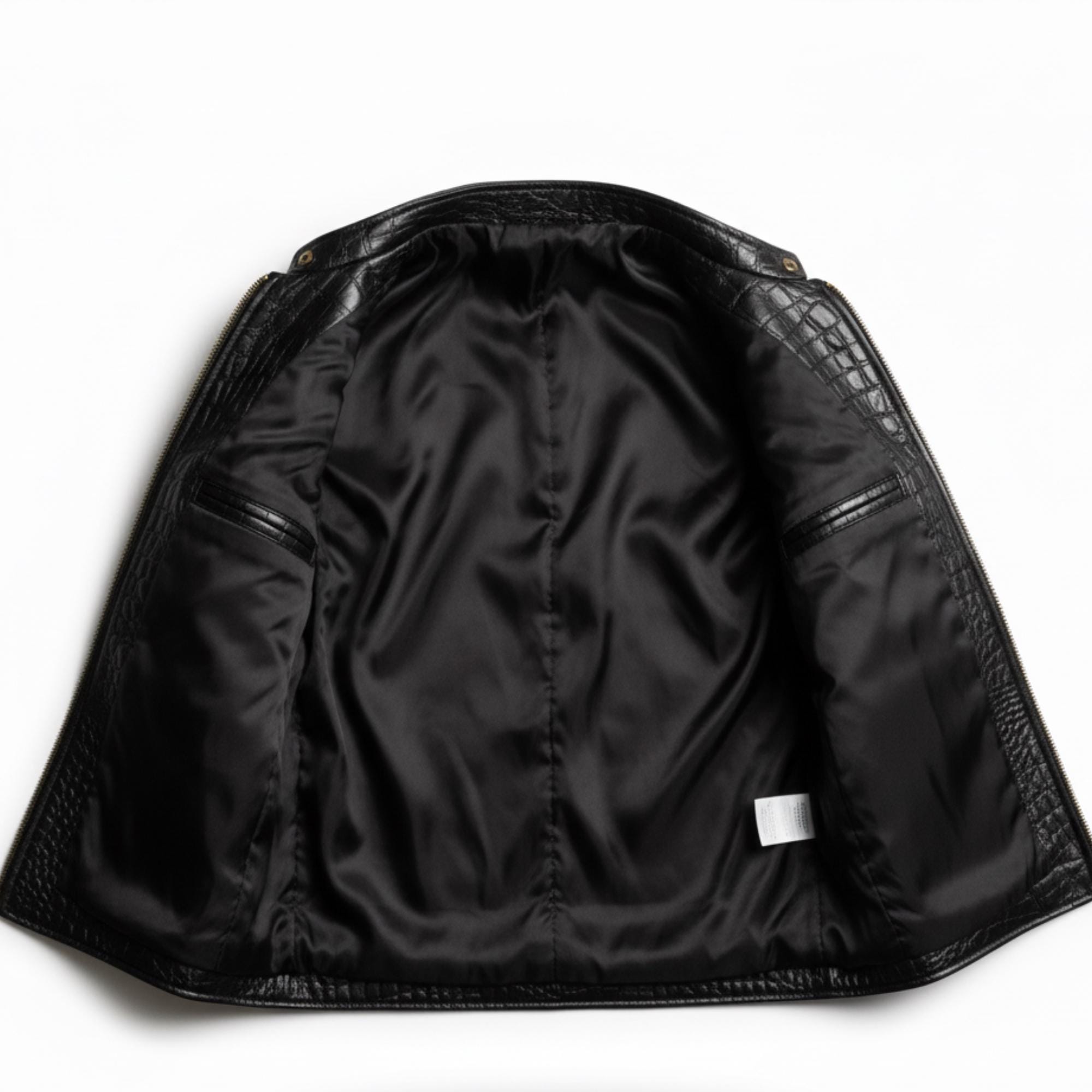 Men's Black Crocodile Embossed Genuine Cowhide Leather Biker Vest ...