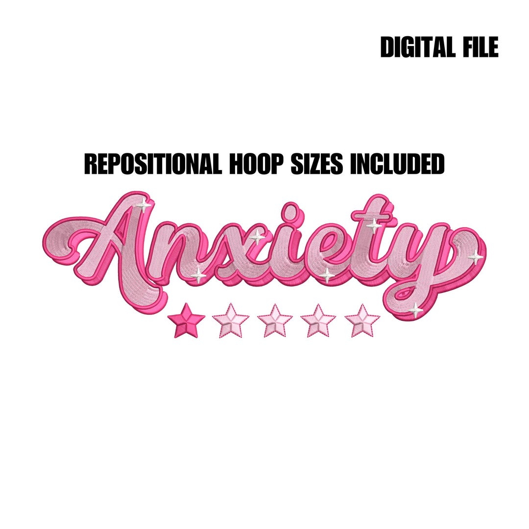 Anxiety Embroidery Design, 5 Sizes, Anxiety Embroidery Design, Mental ...
