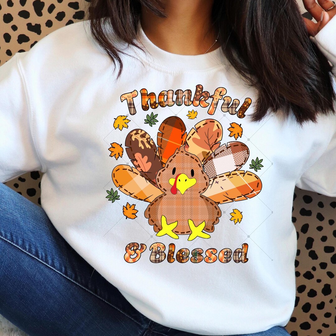 Cute Plaid Turkey Patchwork PNG, Thanksgiving Thankful and Blessed ...