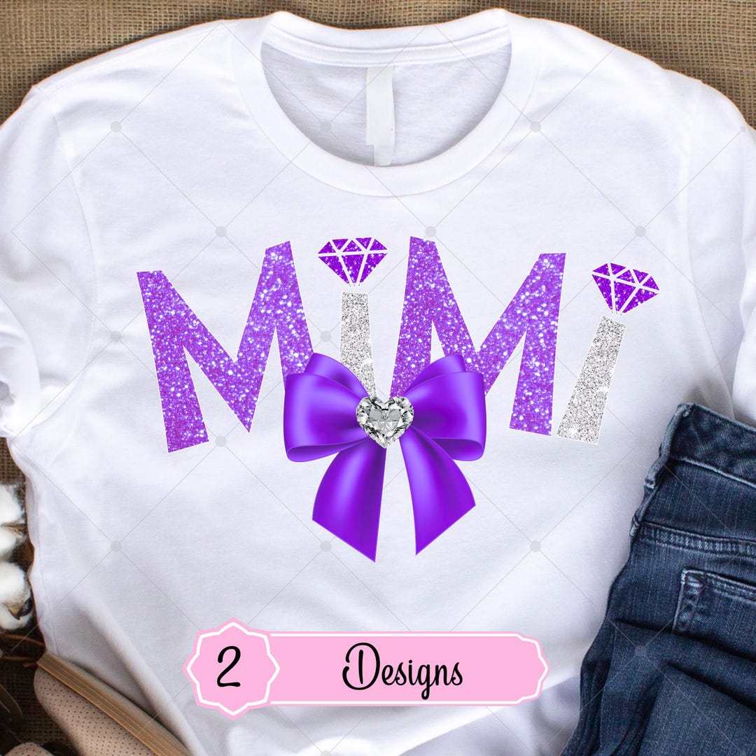 Mimi Coquette Bow Purple Sparkly Glitter Shirt Sublimation Png Design Mother's Day Clipart Gift ...