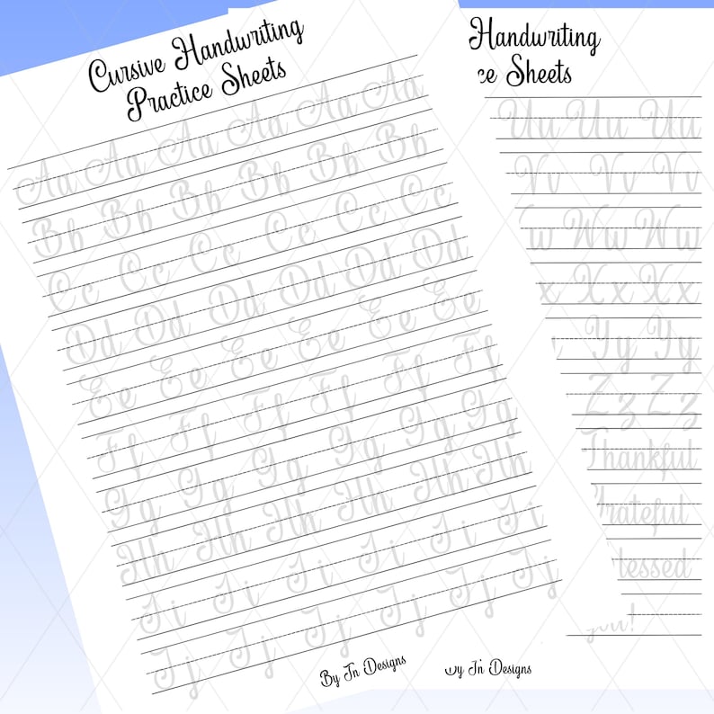 Handwriting Tracing Practice Sheets for Cursive, Printable Worksheets ...