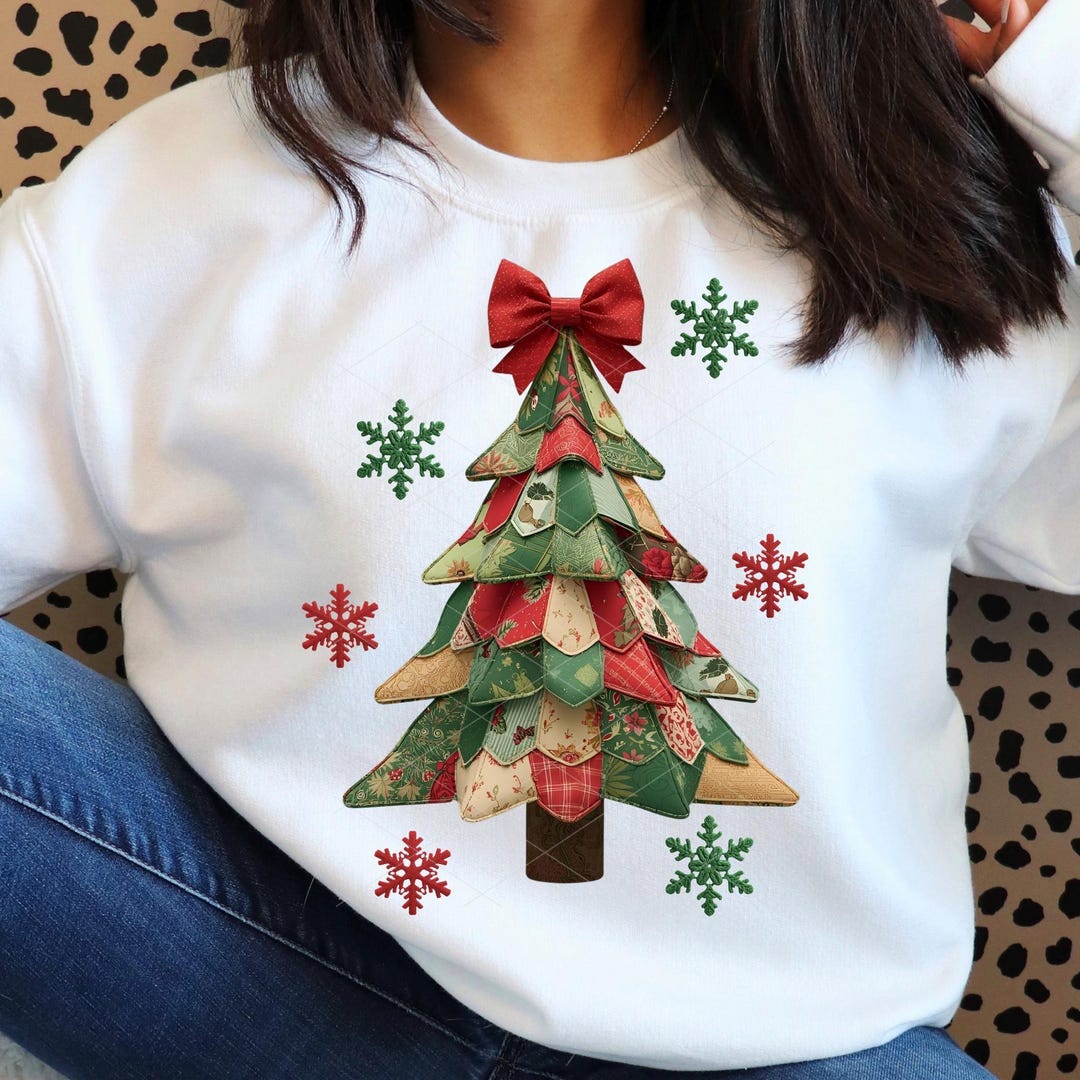 Preppy Christmas Tree 3D Patchwork Png Shirt Design, Merry Christmas ...