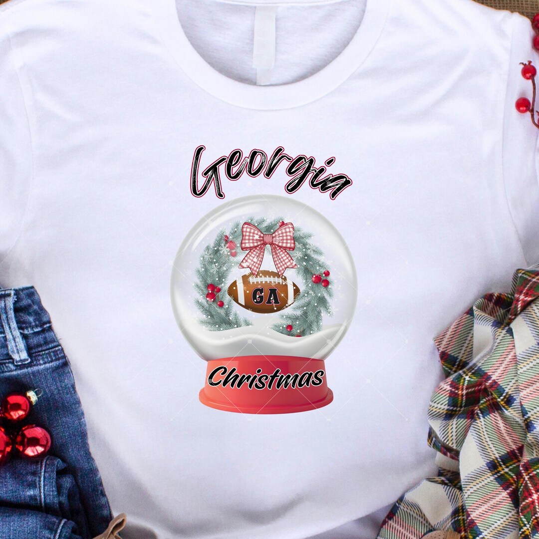 Georgia Christmas PNG Snow Globe Shirt Design, Boho Football Xmas ...