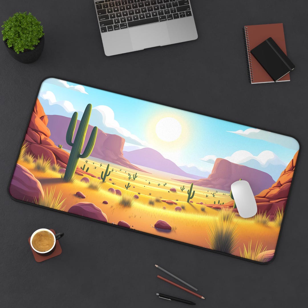 Desert Mouse Pad Cactus Mouse Pad Succulent Desk Mat Desert Desk Mat ...
