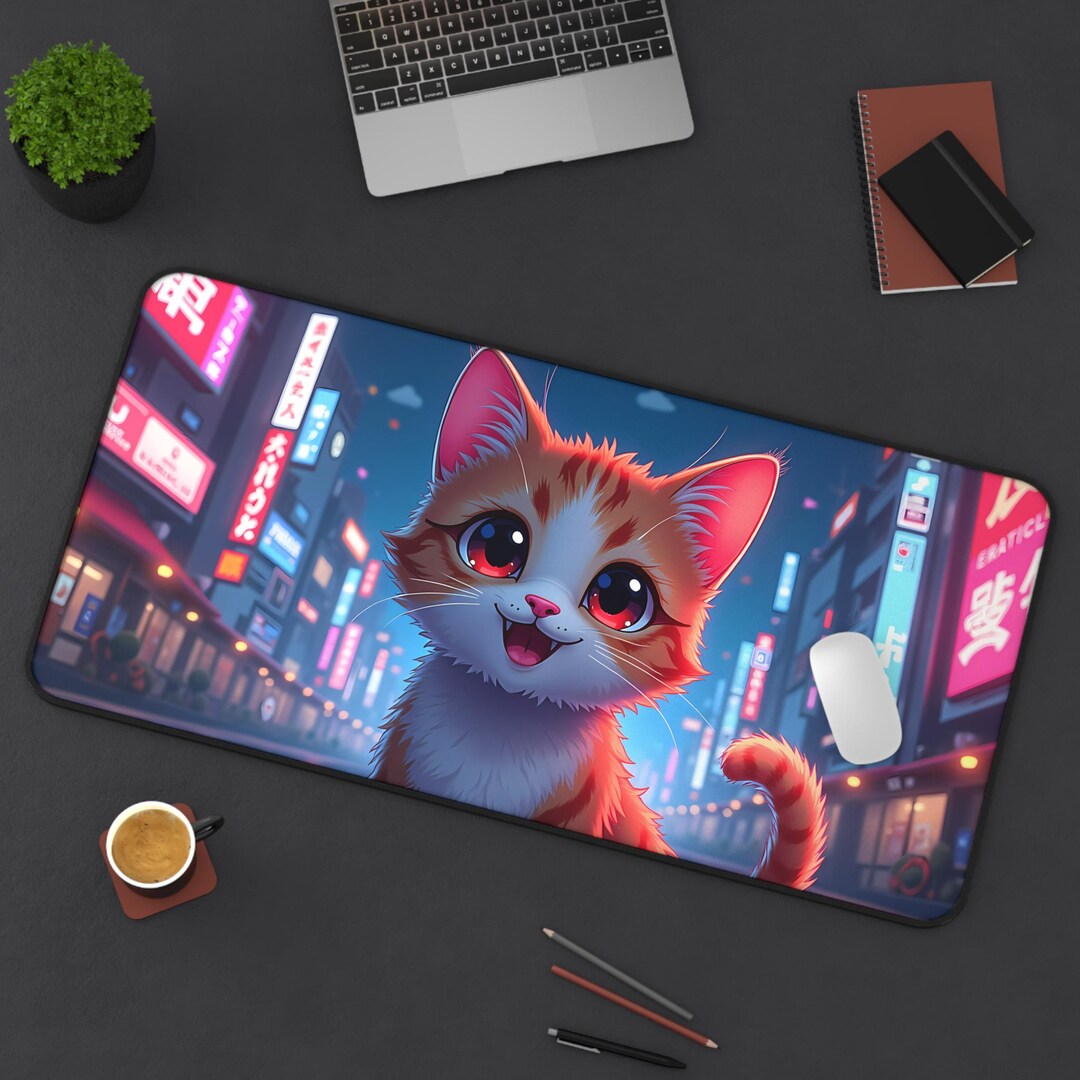 Cat Desk Mat, Cute Cat Mouse Pad, Cat Lover Gift, Office Desk Accessory ...