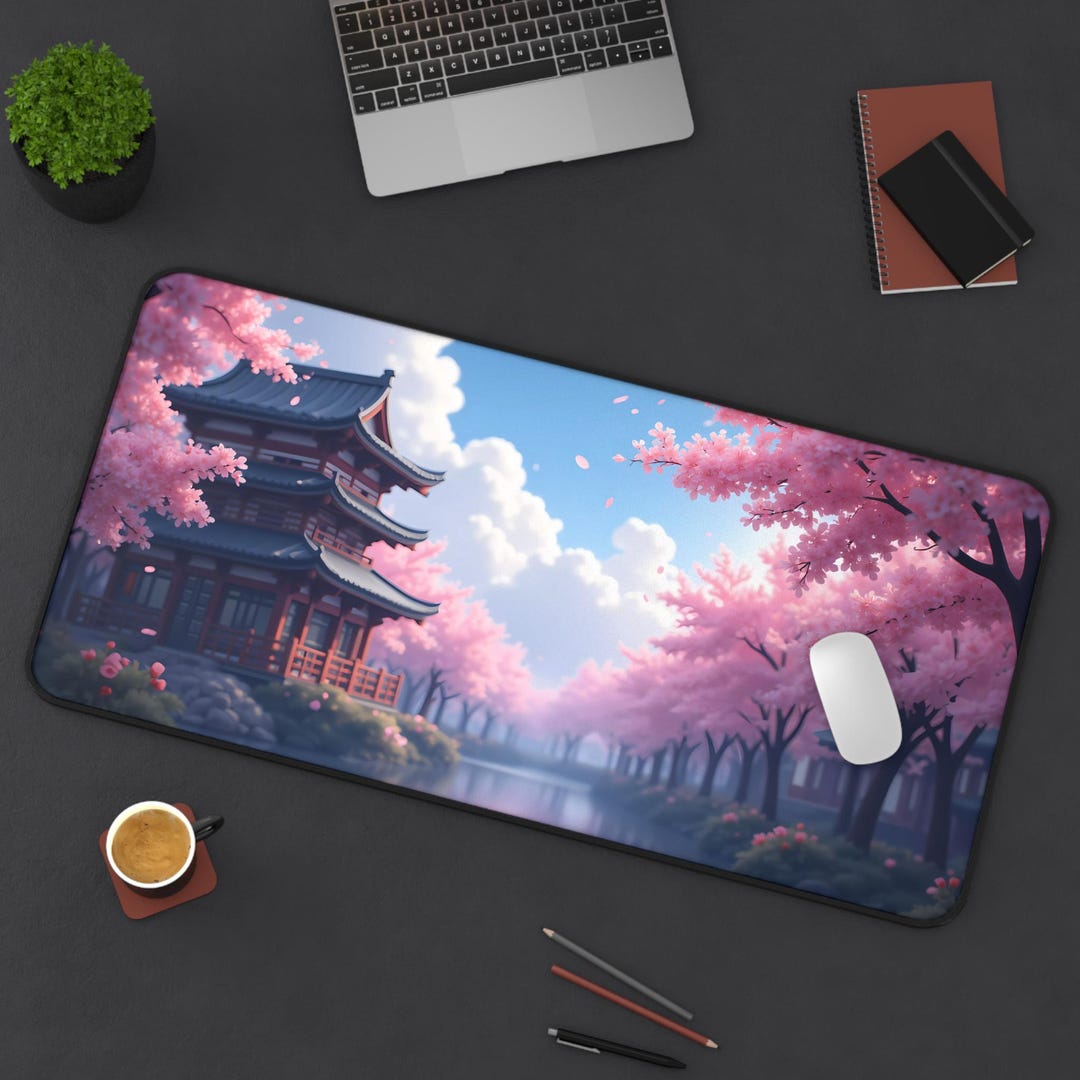 Sakura Gaming Mouse Pad, Cherry Blossom Japanese Desk Mat, Floral Theme ...