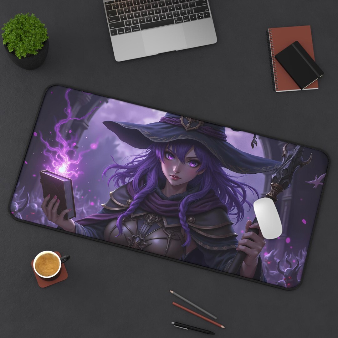 Gaming Mousepad, Warlock Anime Girl Desk Mat for PC Gamer, Large ...