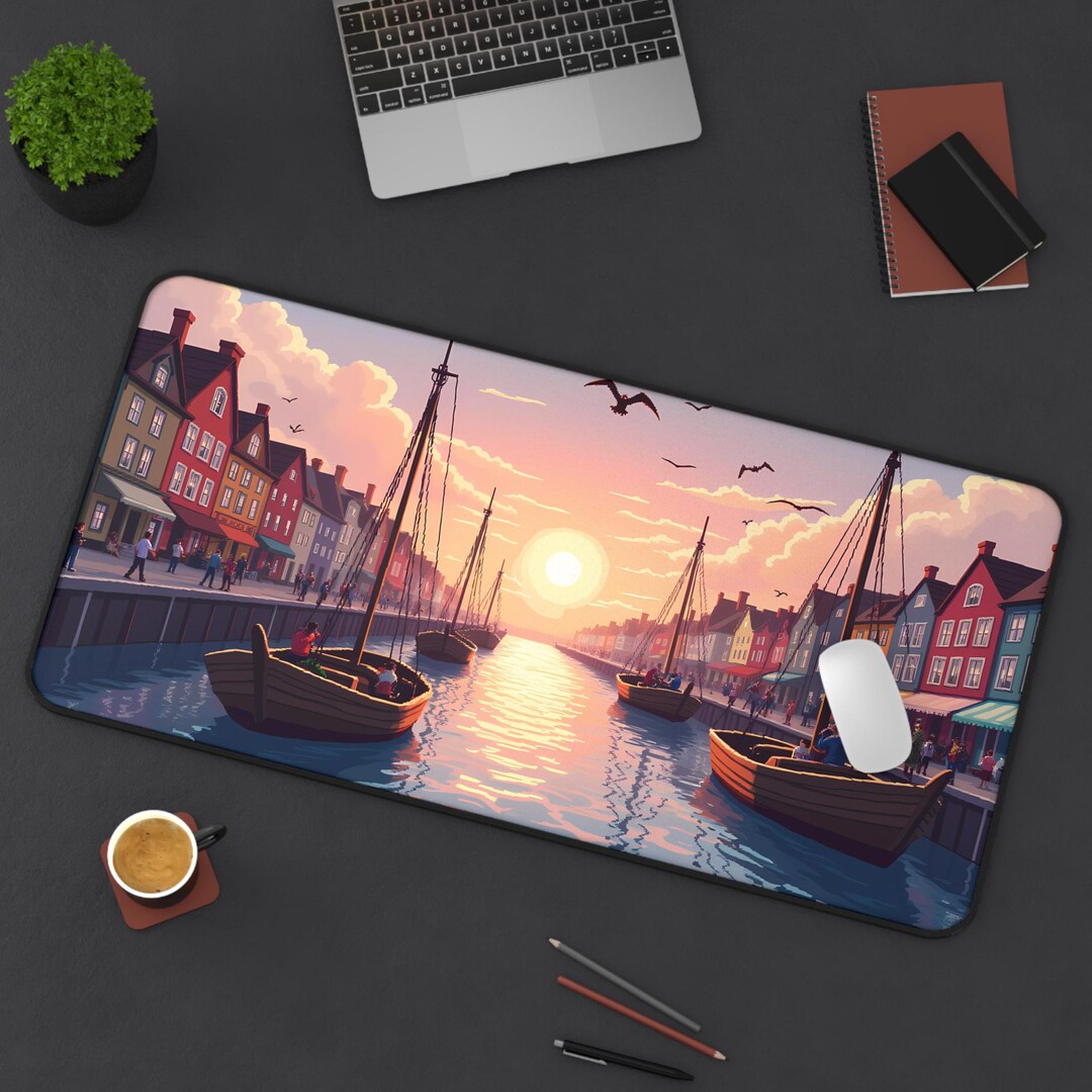 Sunset Desk Mat River Mouse Pad Office Decor Cute Desk Accessory ...