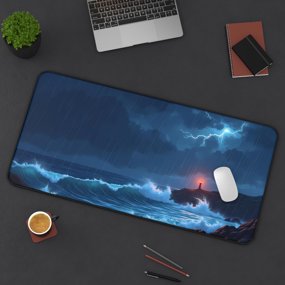 Stormy Lighthouse Desk Mat Nautical Office Decor Unique Gift for ...