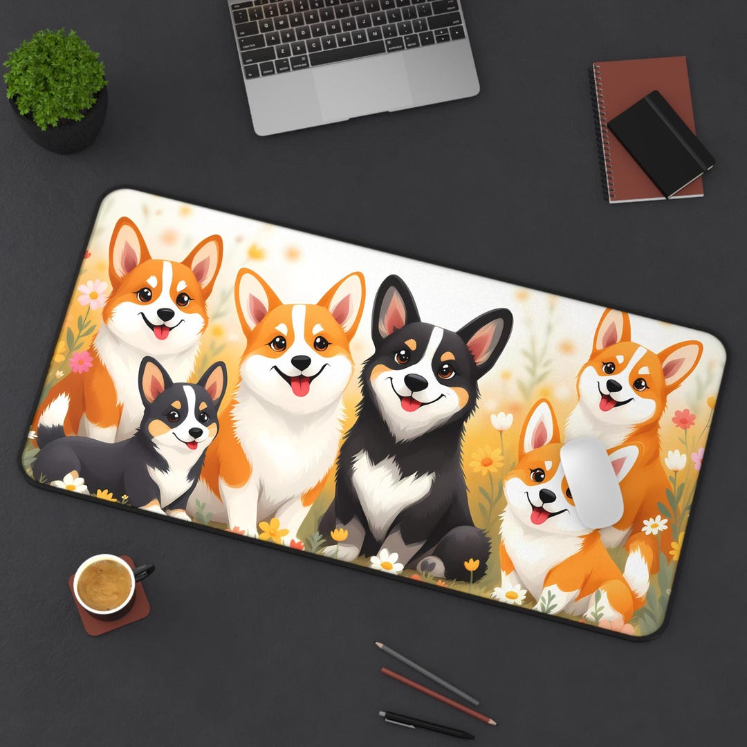 Corgi Desk Mat, Adorable Desk Mat, Gaming Mousepad, Office Desk ...