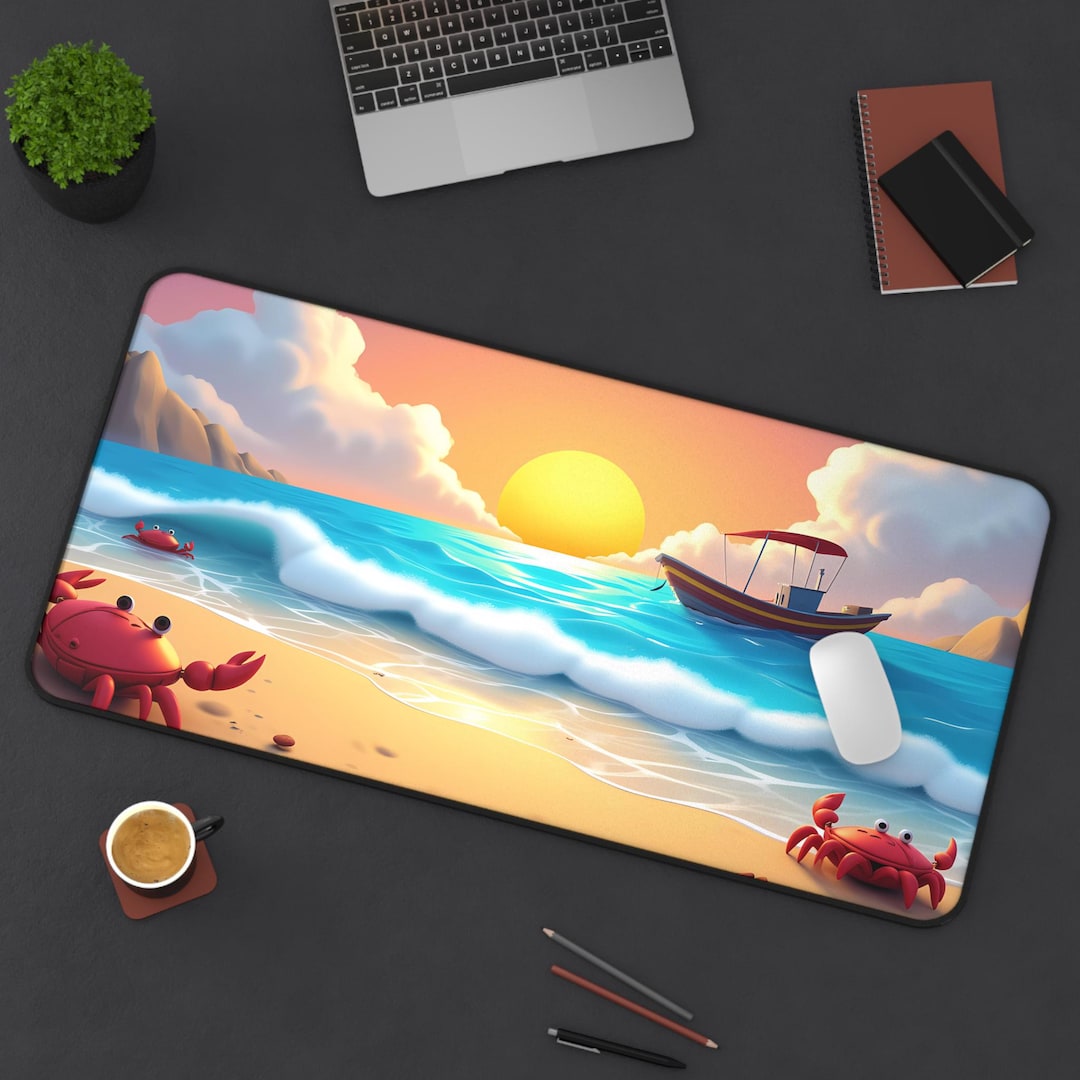 Beach Desk Mat Coastal Mouse Pad Ocean Office Accessories Tropical Work ...