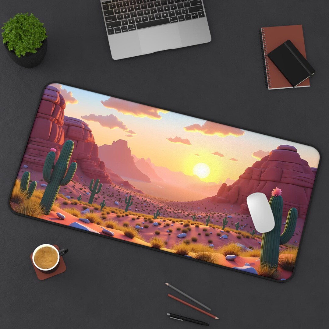 Desert Mouse Pad Cactus Office Desk Mat Succulent Gaming Mousepad ...