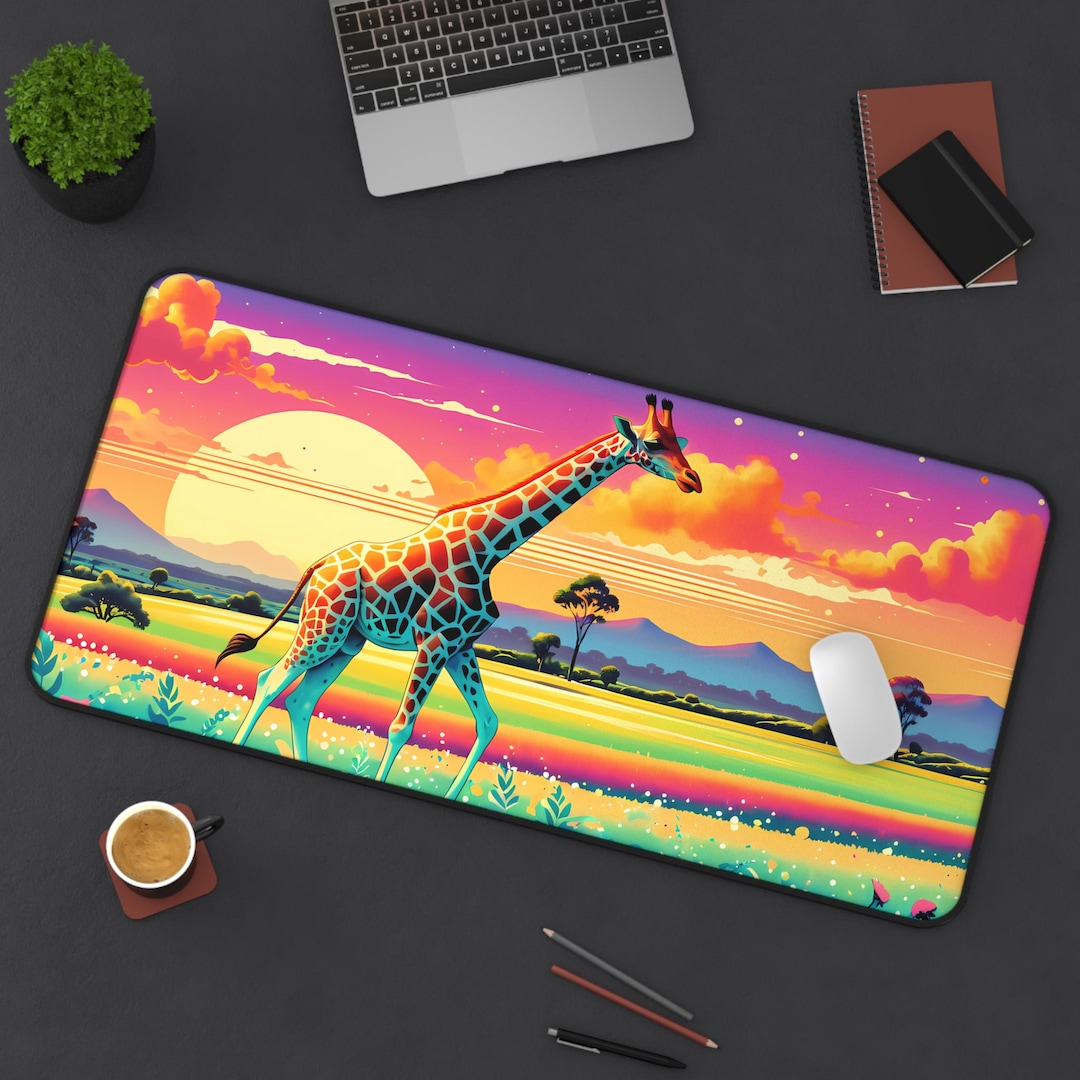 Giraffe Mouse Pad Giraffe in A Field Mouse Pad Retro Colors Retro Mouse ...