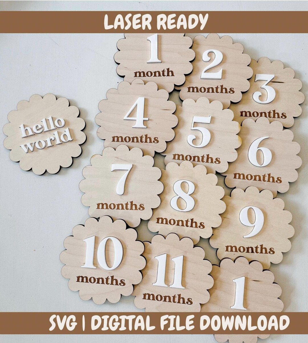 Scalloped Baby Milestone Discs SVG | Laser Cut File (digital Download ...