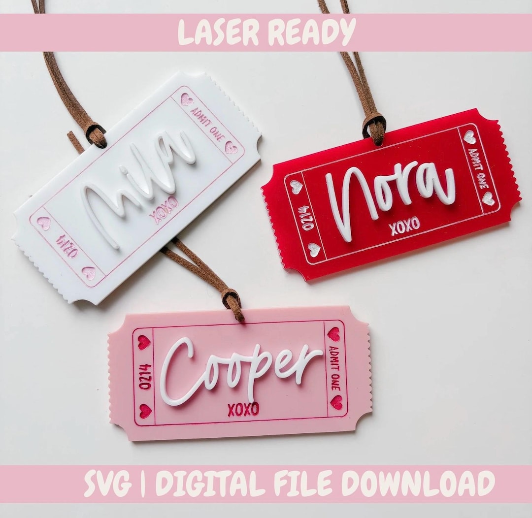 SVG DIGITAL FILE | Admit One Valentines Day Basket Tag | Childrens Love ...