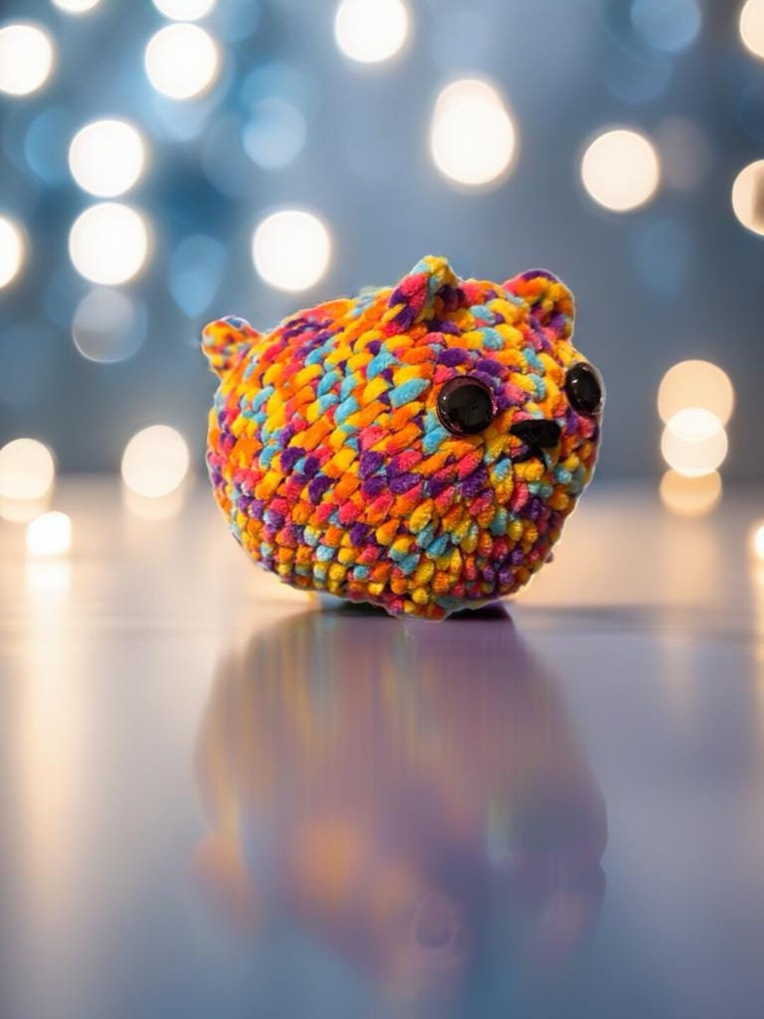 Psychedelic Disco Cat Loaf Amigurumi Kitty - Handmade Squishy Stuffy ...
