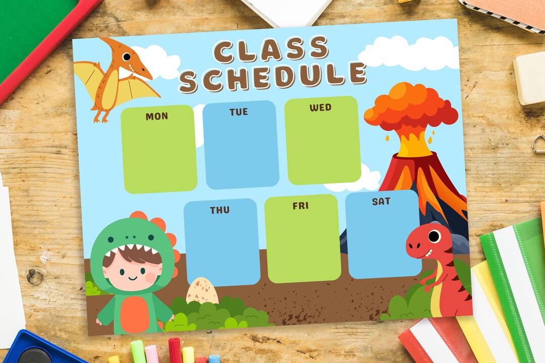 Class Timetable Printable Dinosaur Theme Instant Download School ...