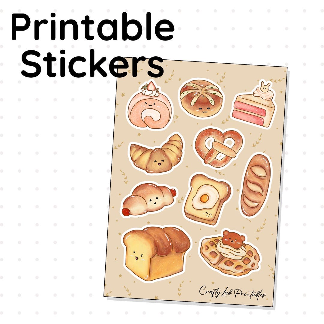 Digital Stickers Cute Bakery Printable Stickers Pre-cropped Stickers ...