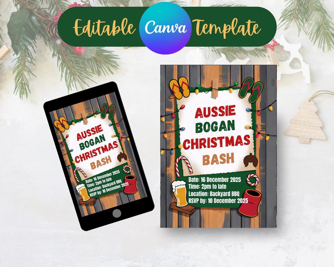 Aussie Bogan Christmas Bash Template Invitation Christmas Party ...