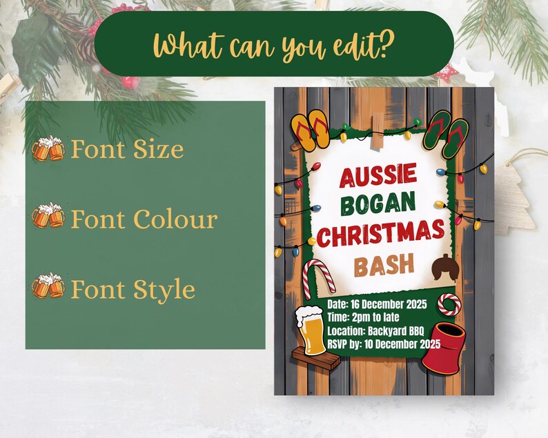Aussie Bogan Christmas Bash Template Invitation Christmas Party ...