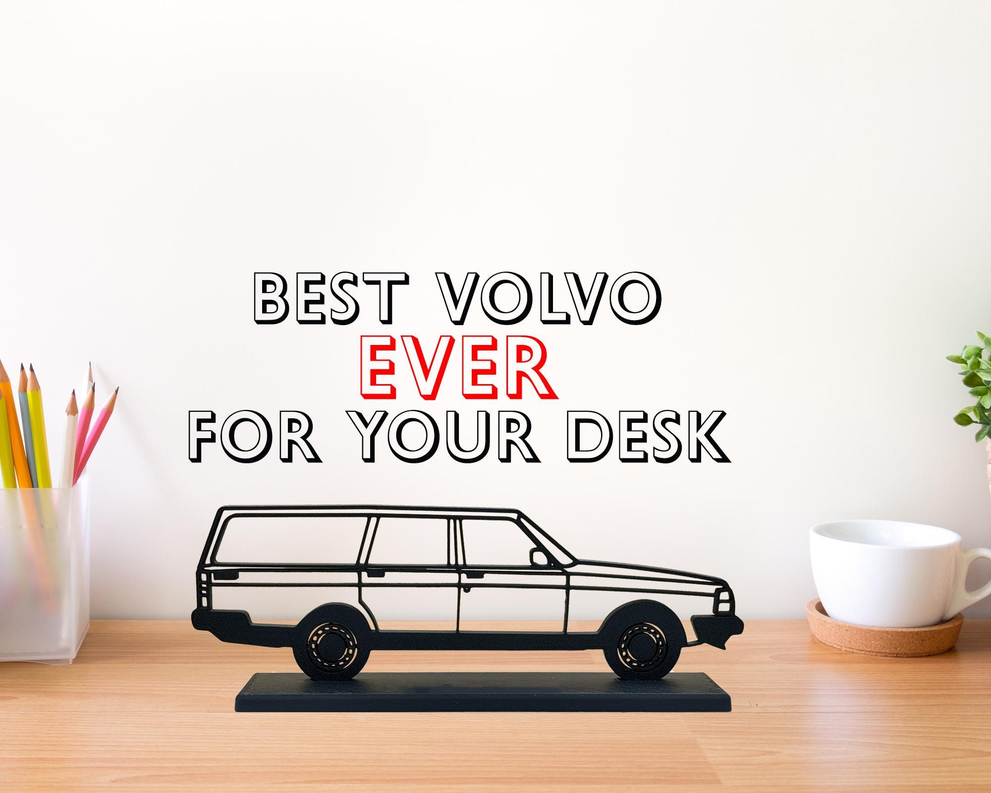Volvo 240 Wagon Wireframe Model Silhouette Custom Name Desk Decor for ...