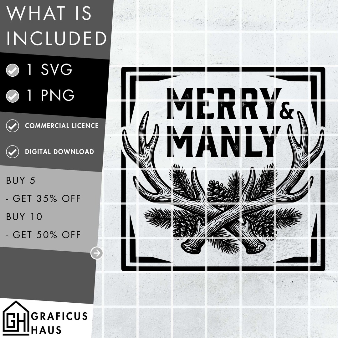 Merry and Manly Christmas SVG and PNG, Funny Christmas for Men Laser ...
