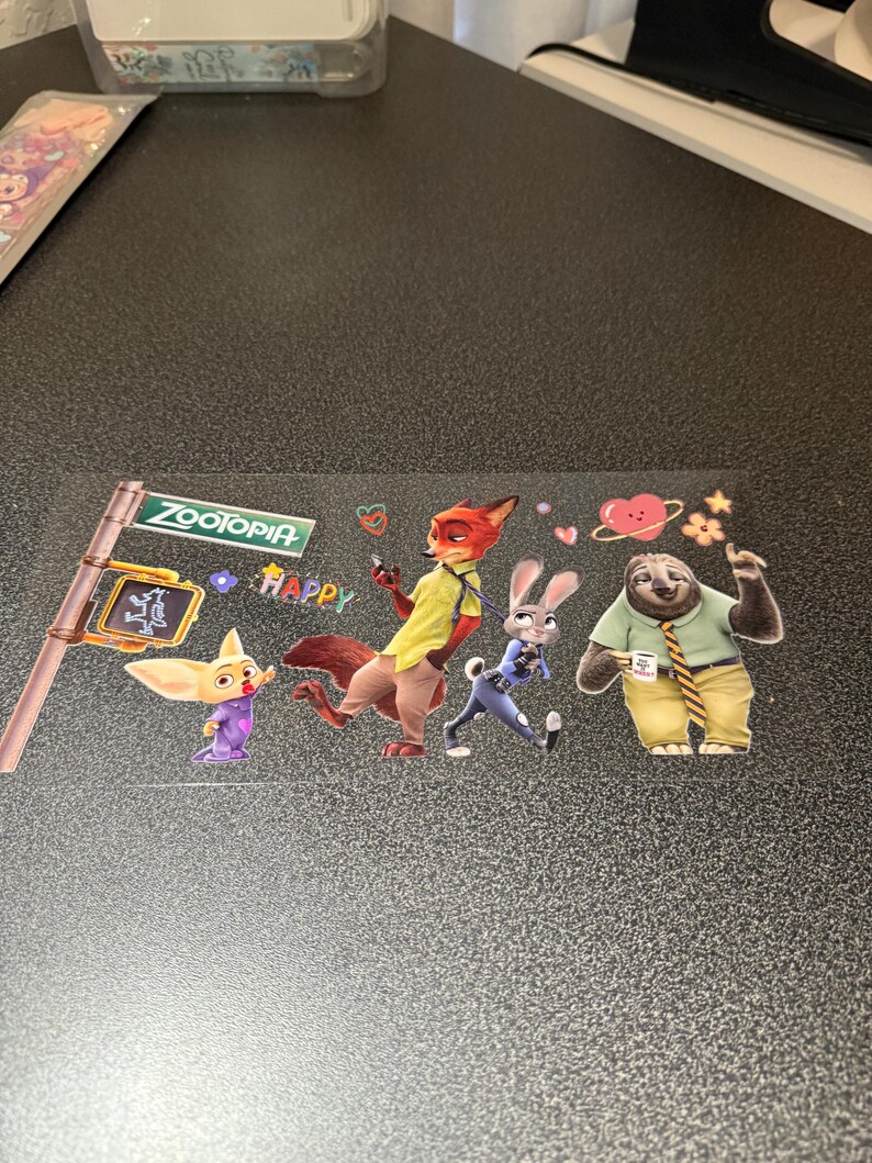 Zootopia UVDTF Cup Wrap – Ready to Press Vinyl Decal for 16 Oz Cups ...