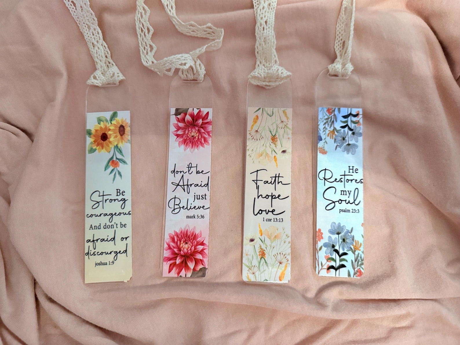 Handmade Floral Acrylic Christian Bookmark With Scripture | Bible ...