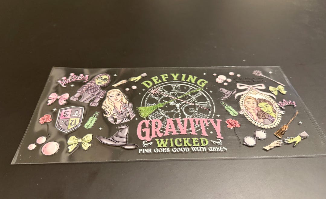 Wicked Broadway Tumbler Wrap: UVDTF Vinyl Decal - Defying Gravity ...