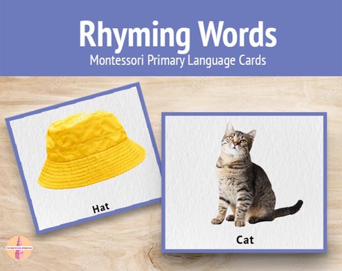 Rhyming Words & Pictures [level 3, Set 2, CURSIVE] - Montessori Phonics ...