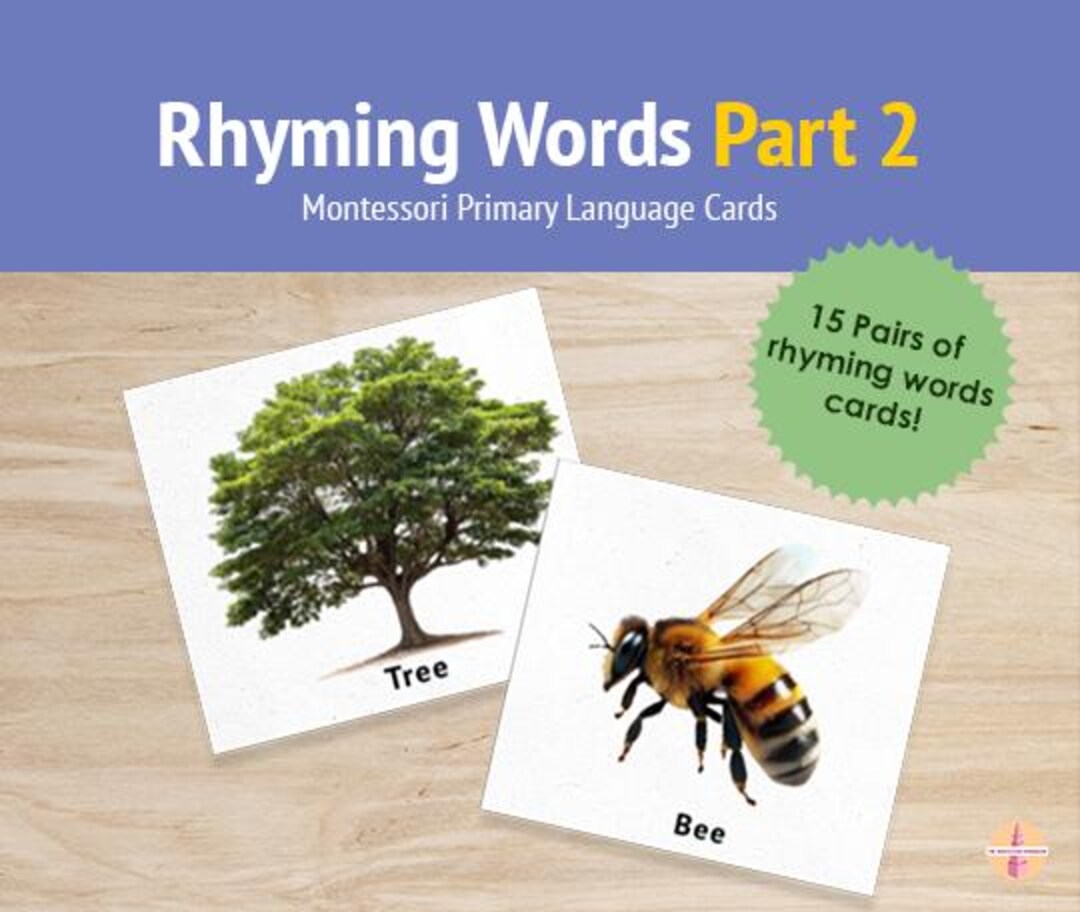 Rhyming Words Part 2 | Montessori Language Cards - Etsy