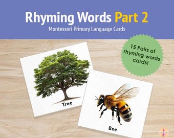 Rhyming Words Part 2 | Montessori Language Cards - Etsy